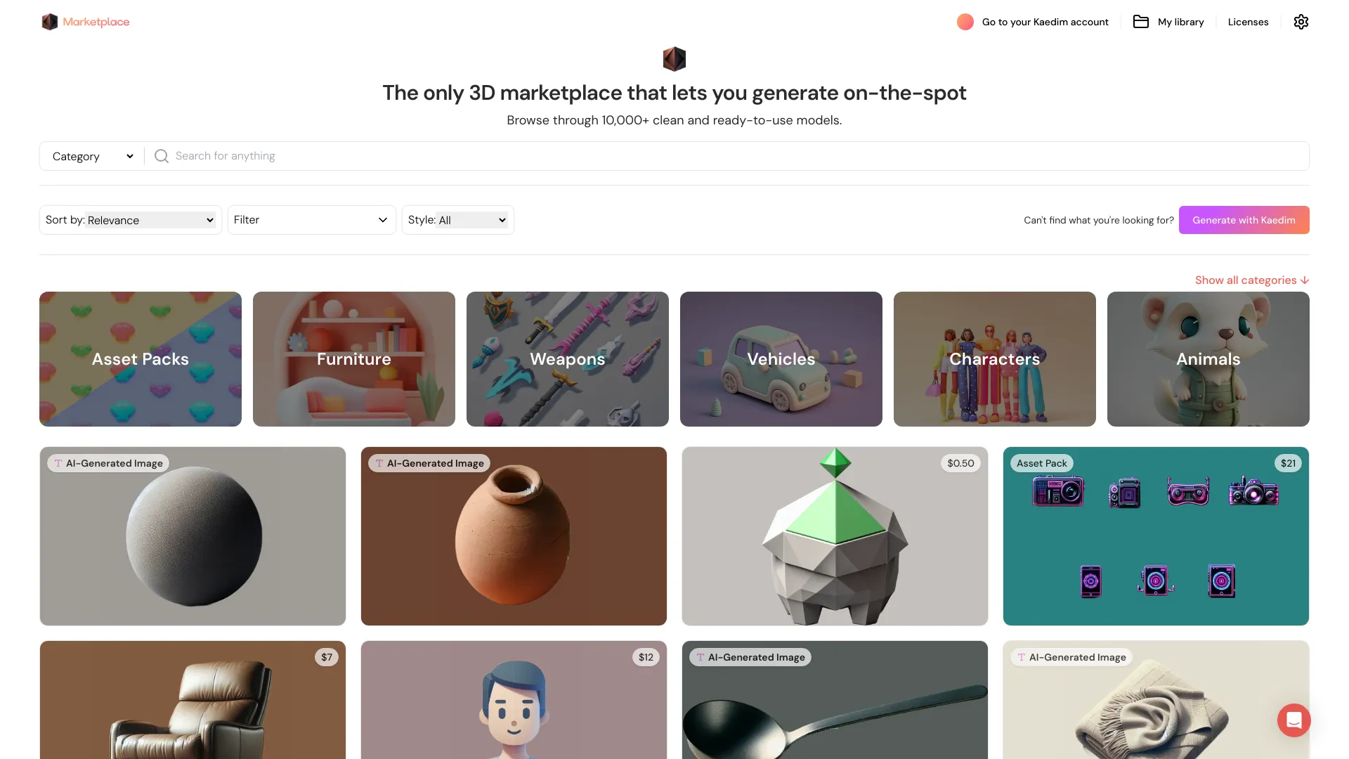 Kaedim Marketplace Geração E Compra De Modelos 3d Impulsionados Por Ia Creatiai