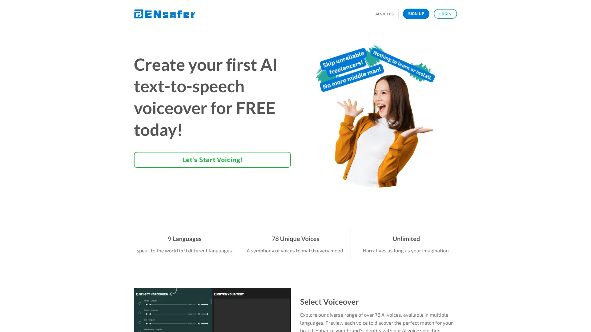 BenSafer: Realistic AI Text-to-Speech Converter | Creati.ai
