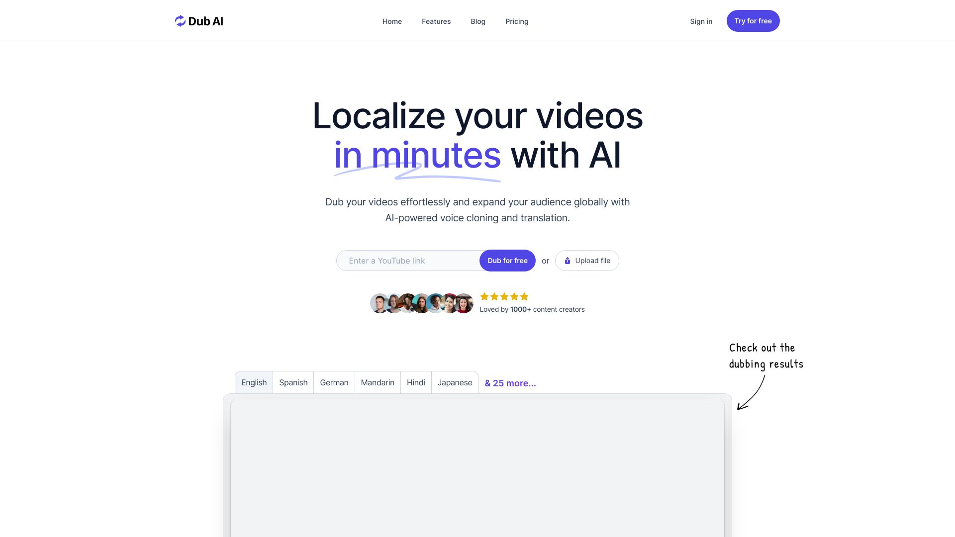 Dub AI – Effortlessly Localize Videos with AI | Creati.ai