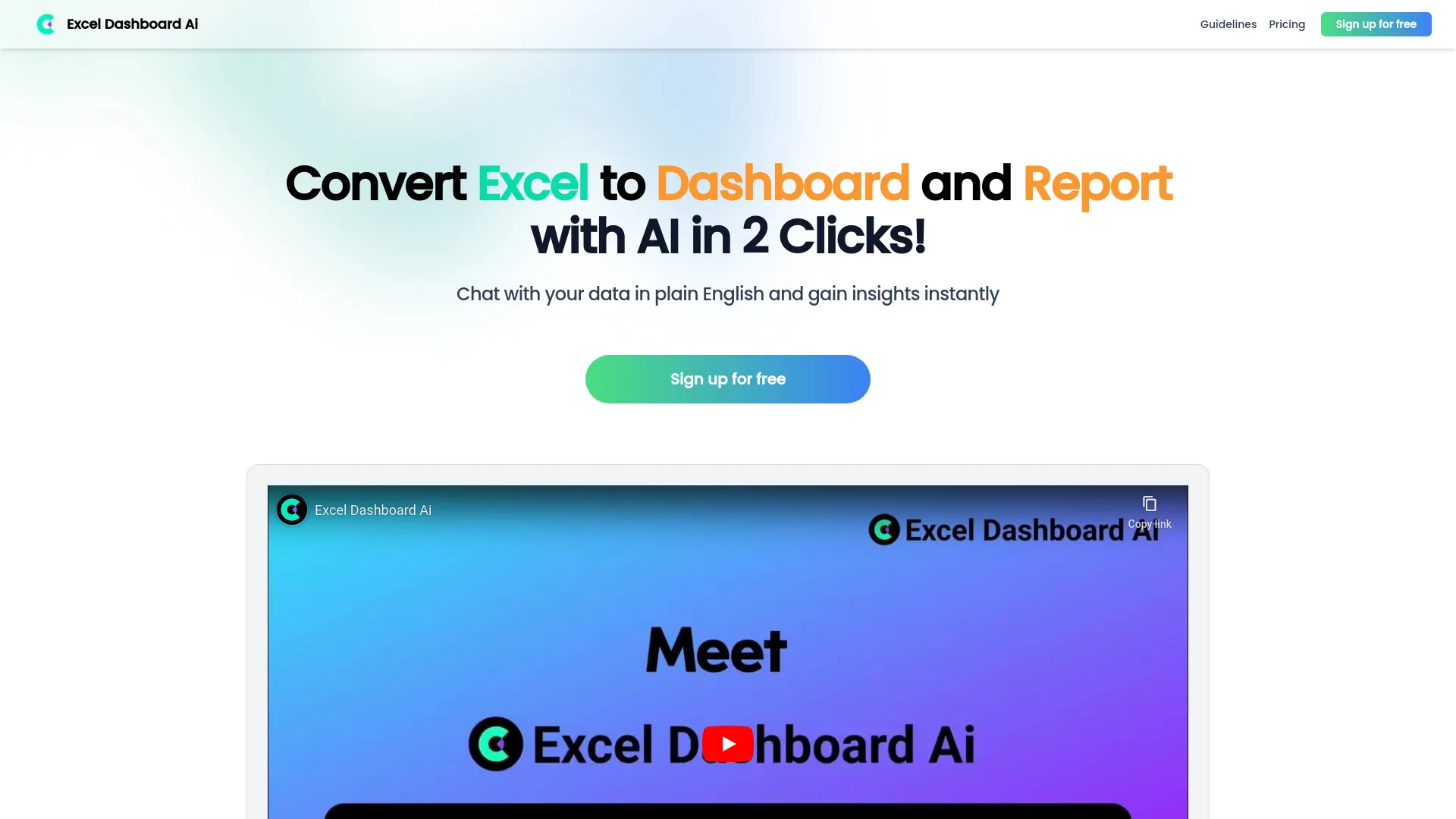 ExcelDashboard AI Instantly Convert Excel To Dashboards Creati ai