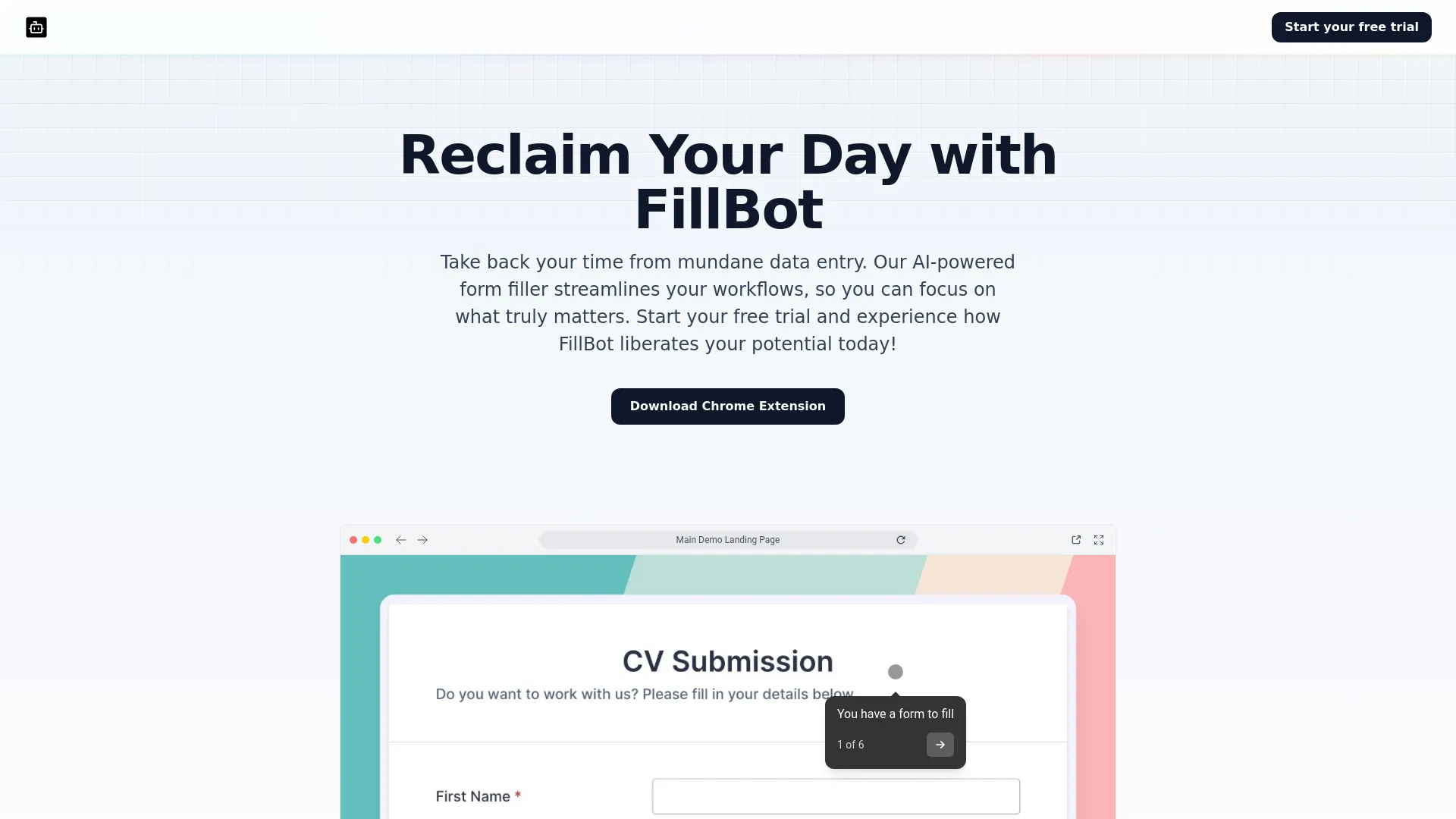 FillBot: AI-Powered Form Filling Extension | Creati.ai