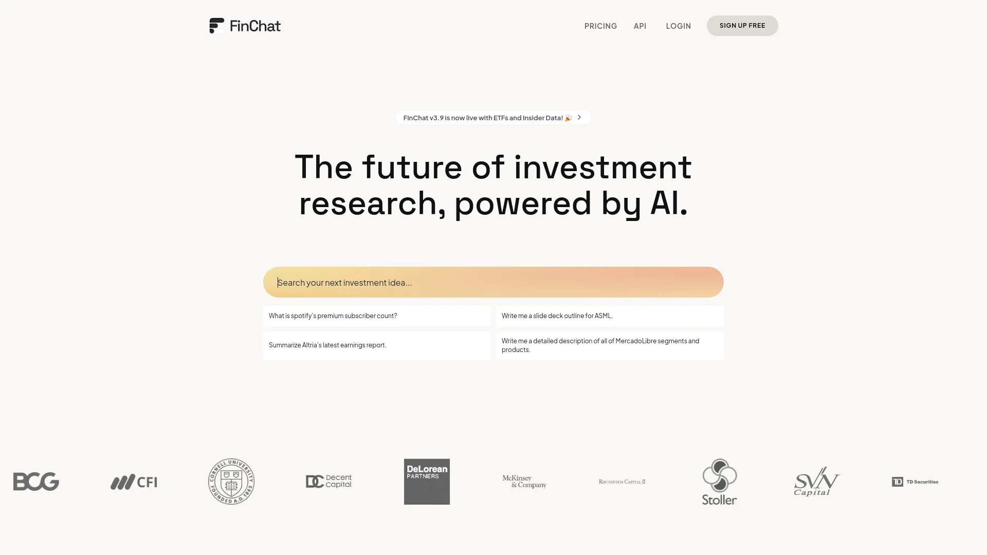 FinChat - AI-Powered Investment Research Platform | Creati.ai FinChat - AI-Powered Investment Research Platform | Creati.ai