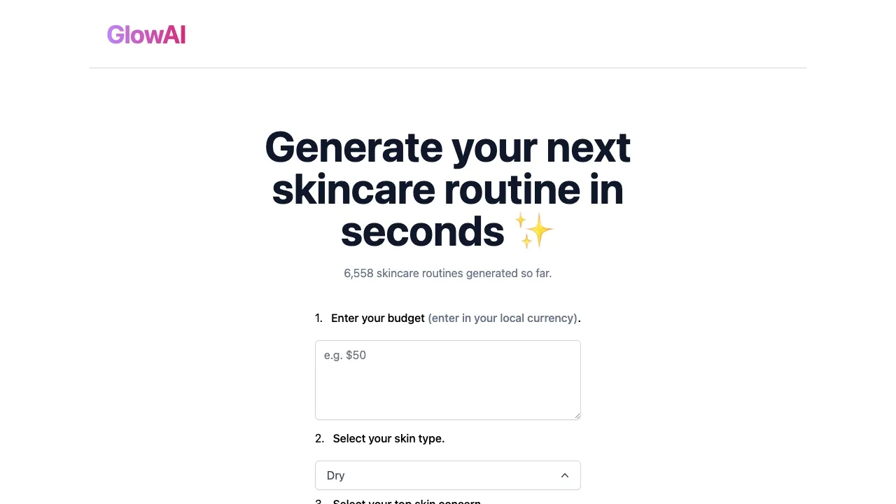 GlowAI: Tu solución personalizada para el cuidado de la piel | Creati.ai