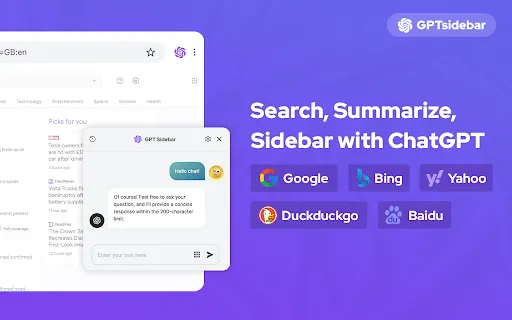 GPT Sidebar - Integrate ChatGPT in Your Chrome Browser | Creati.ai