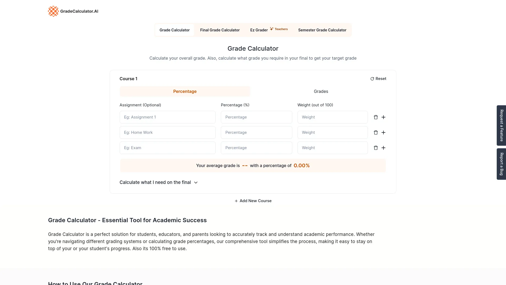 GradeCalculator.AI: Accurate Grade Calculation Tool | Creati.ai