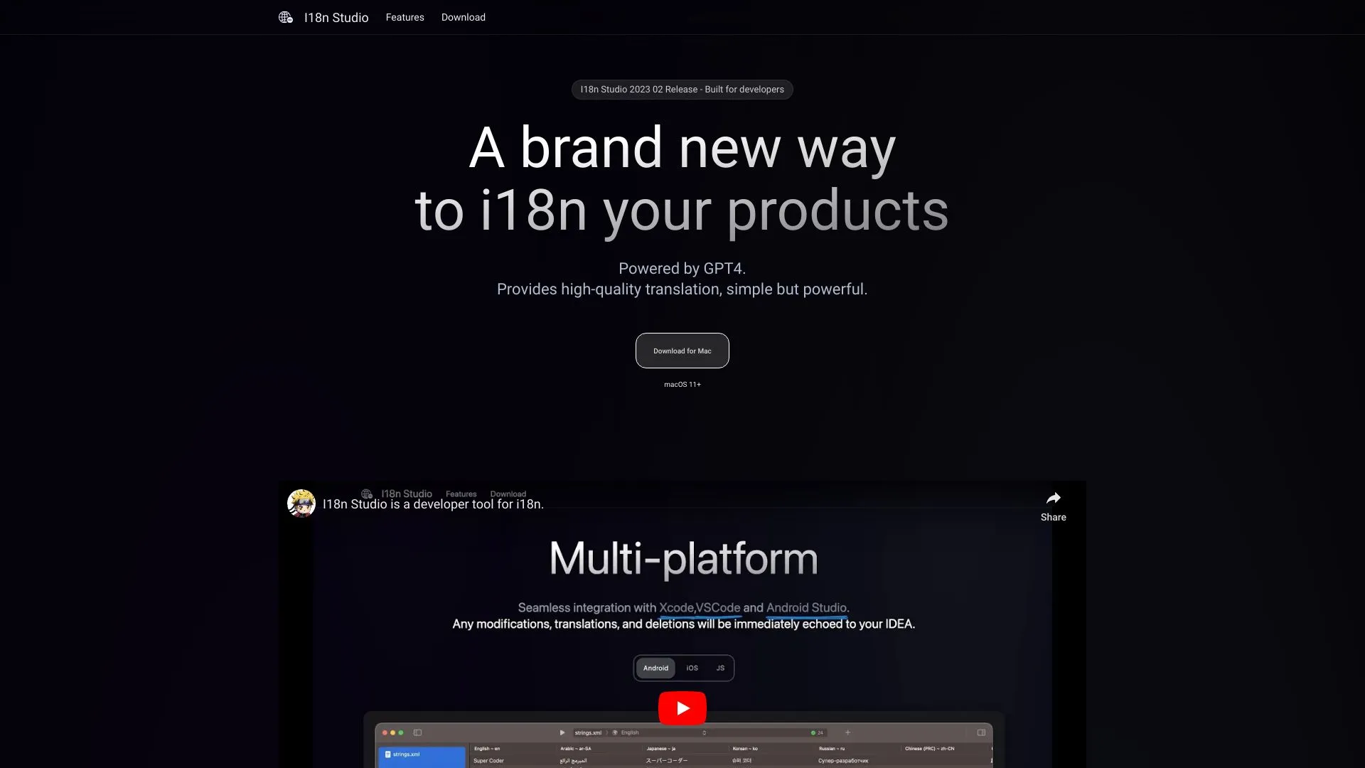 I18n Studio – Localización avanzada para iOS, macOS, Android y JS | Creati.ai