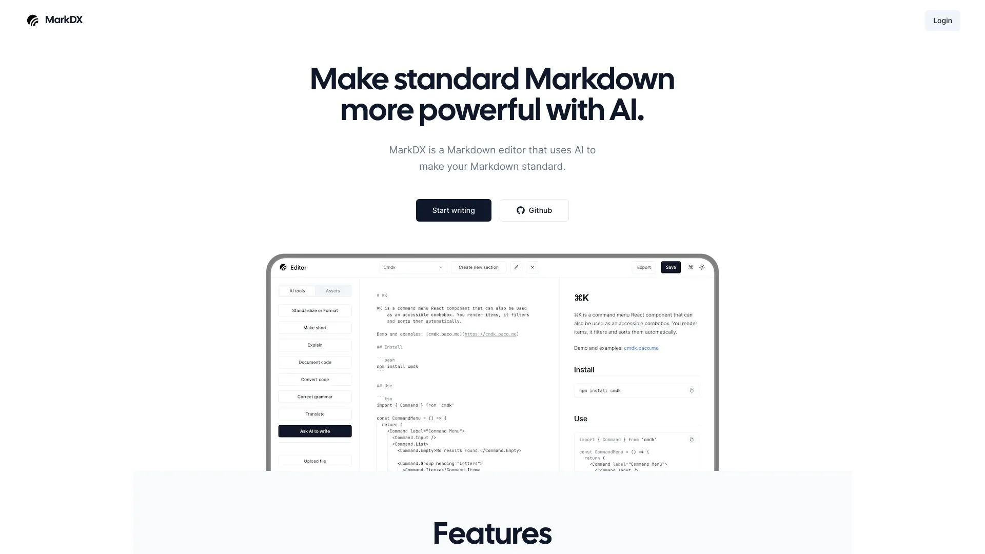 MarkDX - AI-Powered Markdown Editor | Creati.ai
