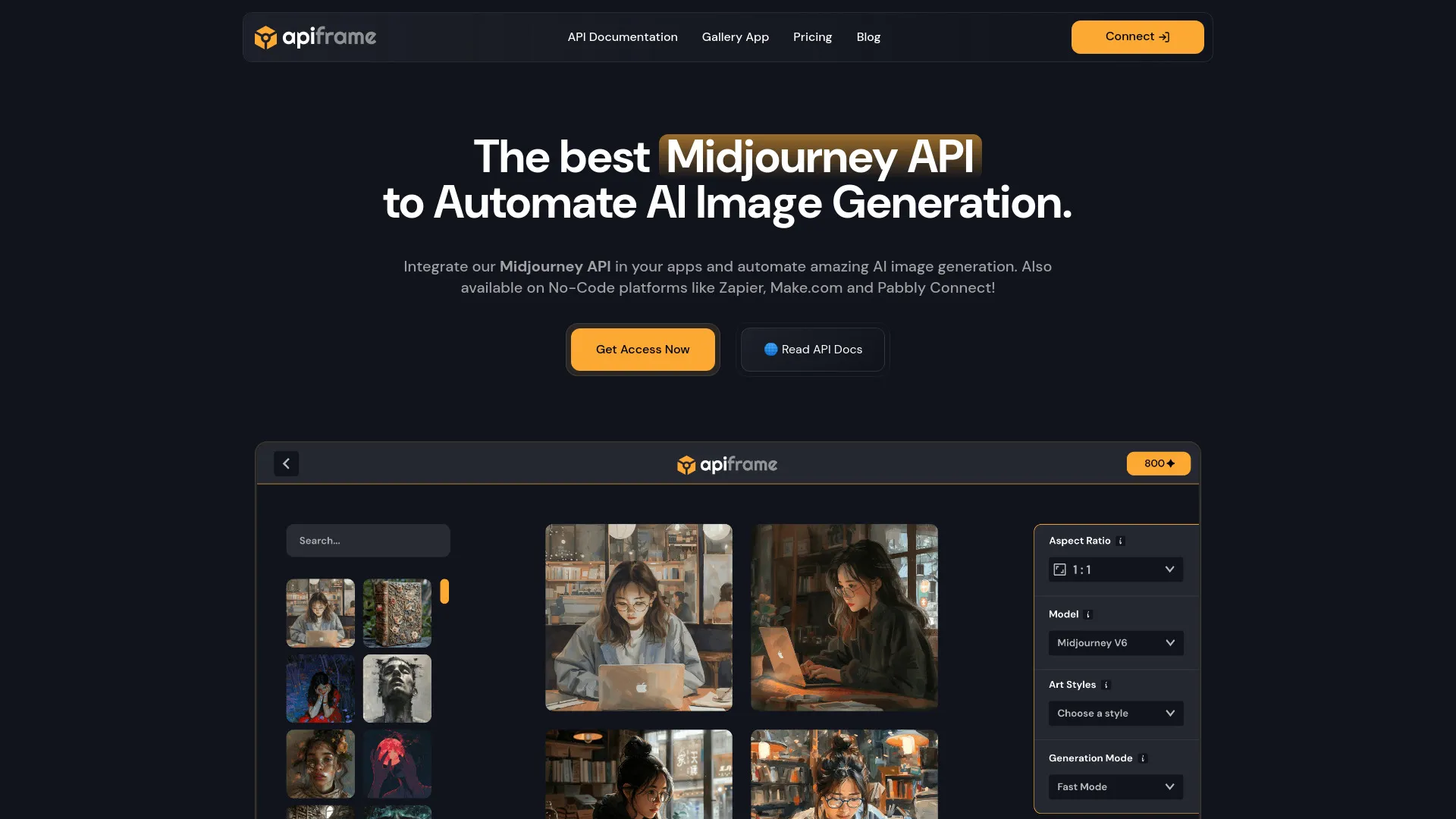 APIFRAME: API de Midjourney para generación de imágenes AI | Creati.ai