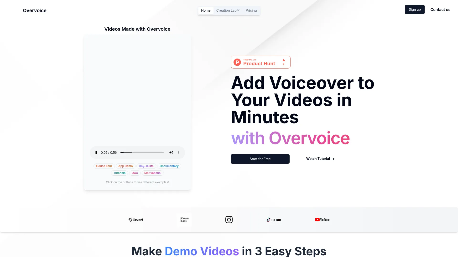 Overvoice: AI-Powered Voice-Over Tool for Dynamic Projects | Creati.ai Overvoice: AI-Powered Voice-Over Tool for Dynamic Projects | Creati.ai