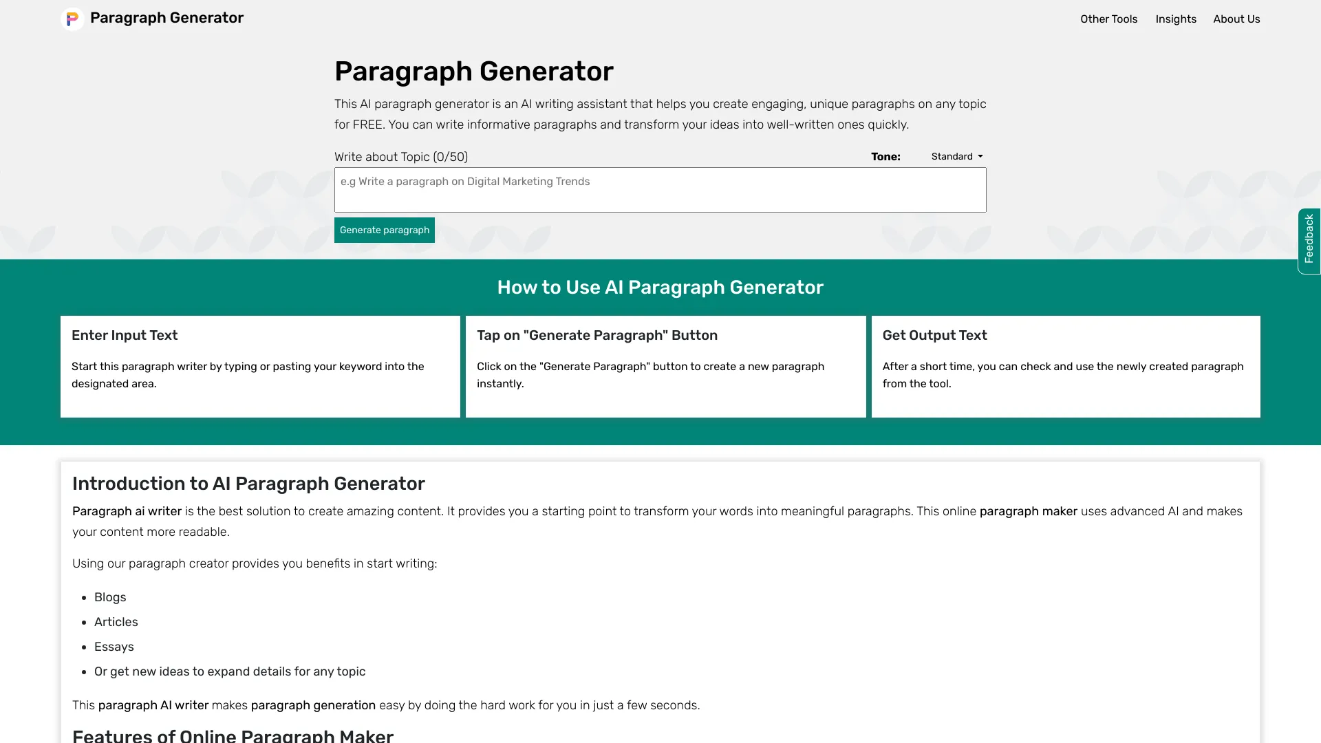 AI Paragraph Generator | Quick and Free Paragraph Creation | Creati.ai