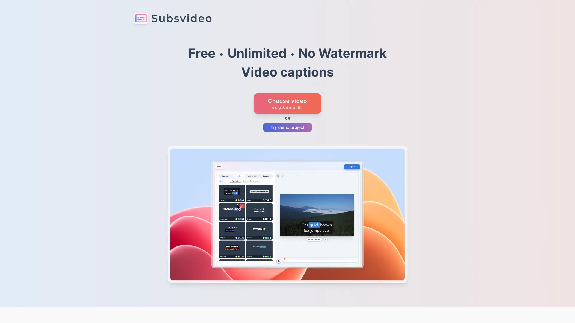 Subsvideo: Unlimited AI Captions for Videos | Creati.ai