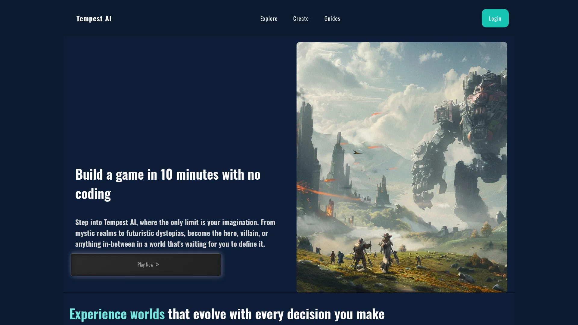 Tempest AI: No-Code Game Development Made Easy | Creati.ai