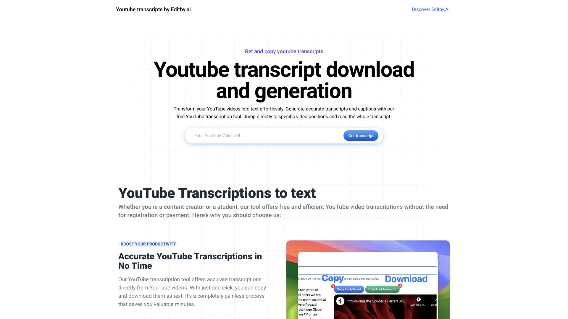 TranscriptDownload - 輕鬆獲取 YouTube 影片逐字稿 | Creati.ai
